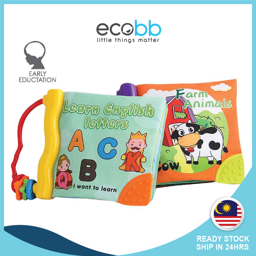 Mainan Buku Cerita Bayi Permainan Baby Teether Cloth Book Alphabet ...