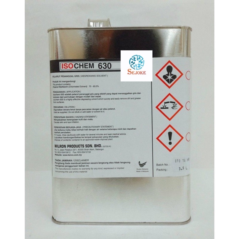 Coil Cleaner Solvent ISOCHEM 630 3.5L | Shopee Malaysia