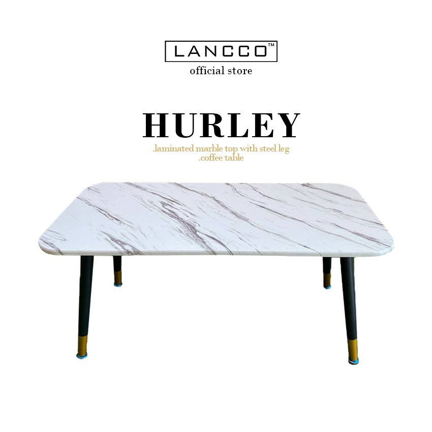 LANCCO [Ready Stock] Luxury Marble Grain Coffee table Laminated with full solid table top and ...