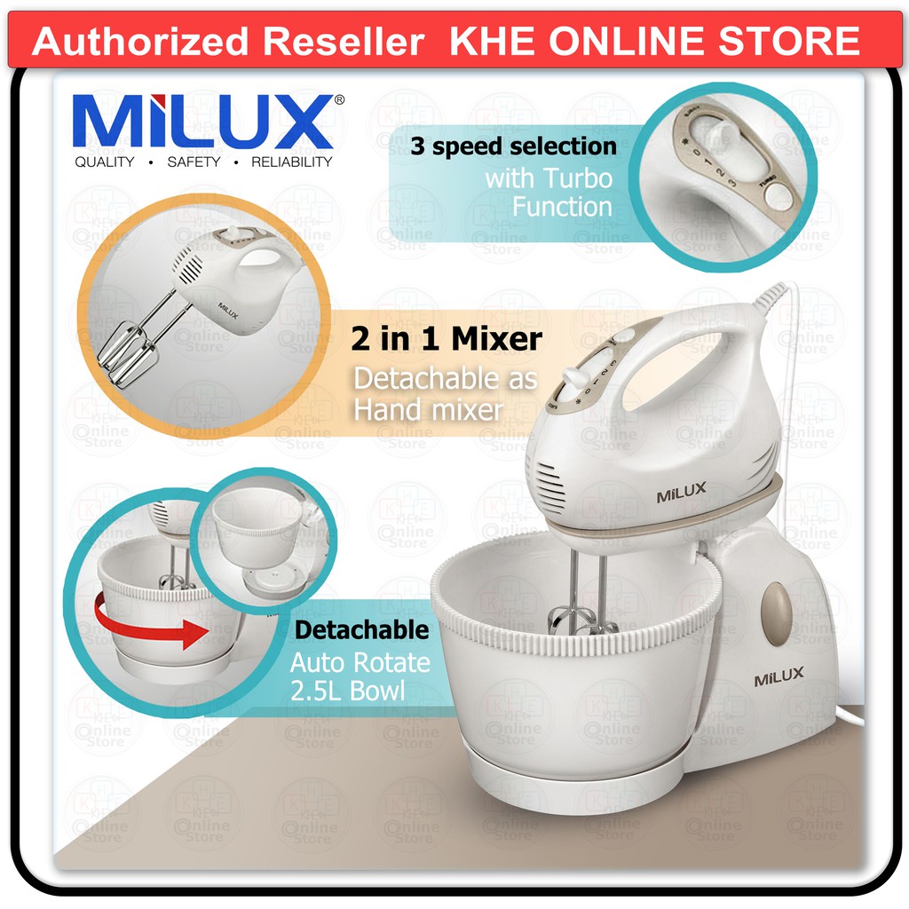 Milux 2-in-1 Stand Mixer 2.5L Self Rotating Bowl MSM-9901 | Shopee Malaysia