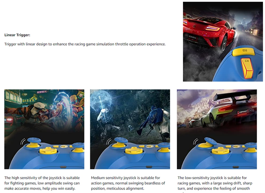 PXN P3 2.4G Wireless USB Gamepad Controller - Plug and Play 2.4G USB ...