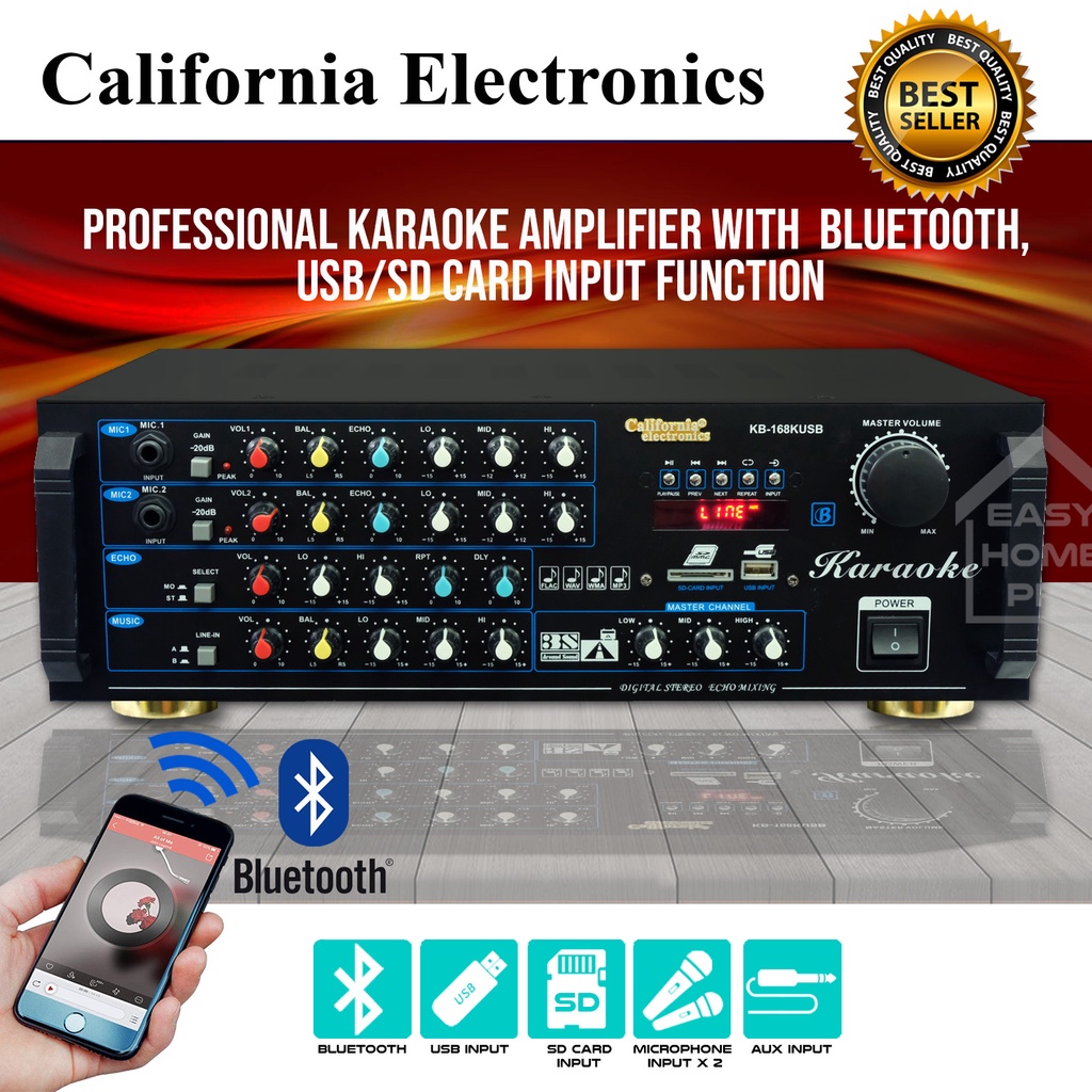 CALIFORNIA ELECTRONICS KB-168KUSB Power Amplifier Karaoke Amp Ampli ...