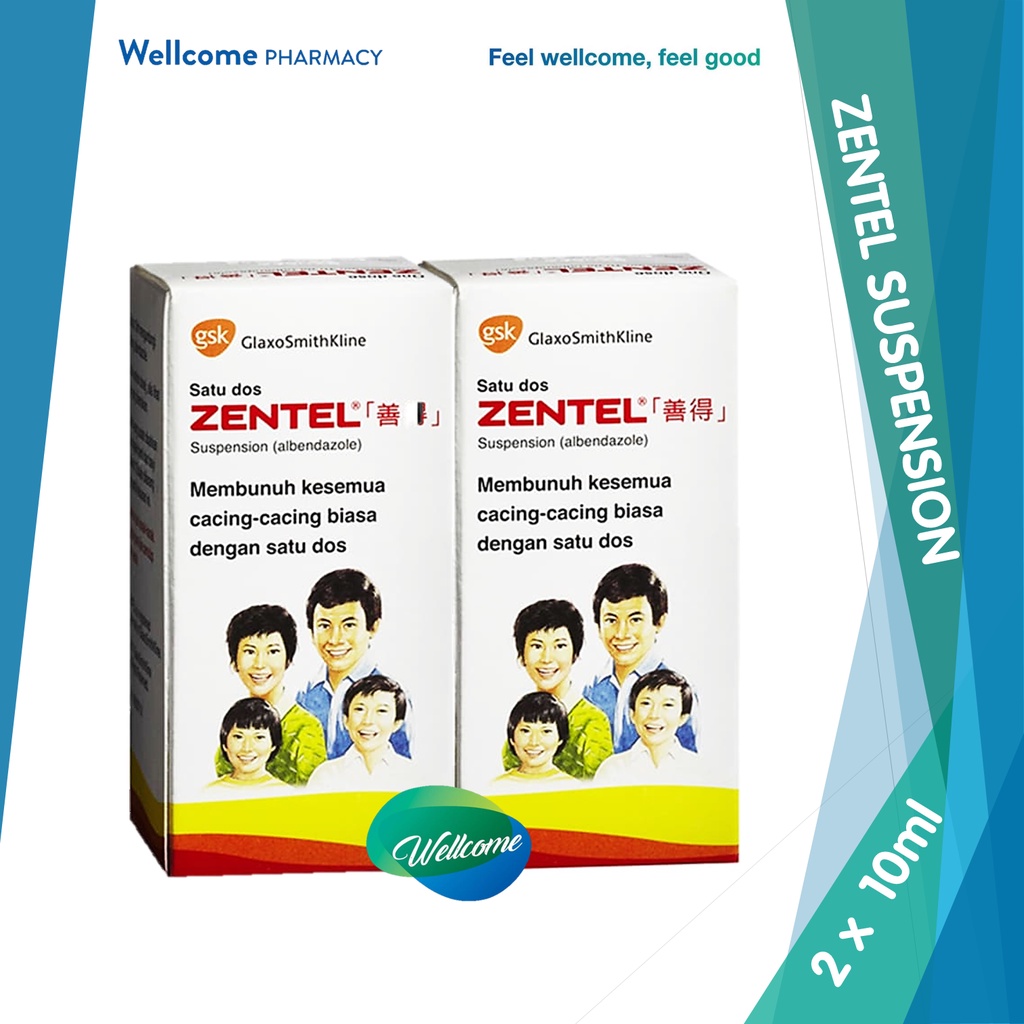 Zentel Dewoeming Suspension with 400mg Albendazole - 2 x 10ml (Twin ...
