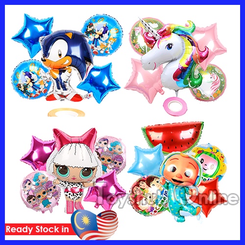 TOYSHUB Foil Balloon Cartoon Sonic Cocomelon Frozen Pocoyo Birthday ...