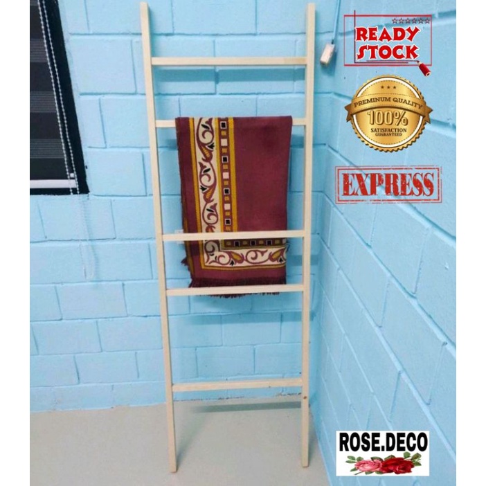 DECORATIVE LADDER / TANGGA KAYU / TOWEL HANGER / TEMPAT PENYANGKUT ...