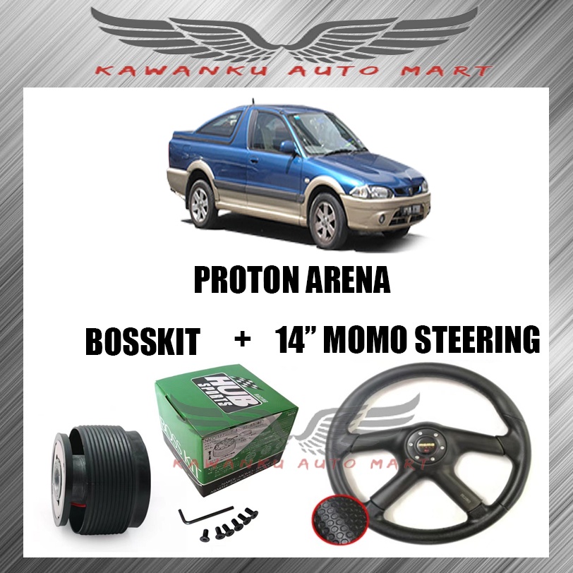 PROTON ARENA 14'' MOMO STEERING WHEEL 4 SPOKE WITH BOSSKIT SET | Shopee ...