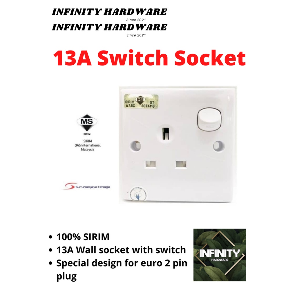13A Single Switch Socket 13A Switch lampu Electric Socket 13A Socket ...