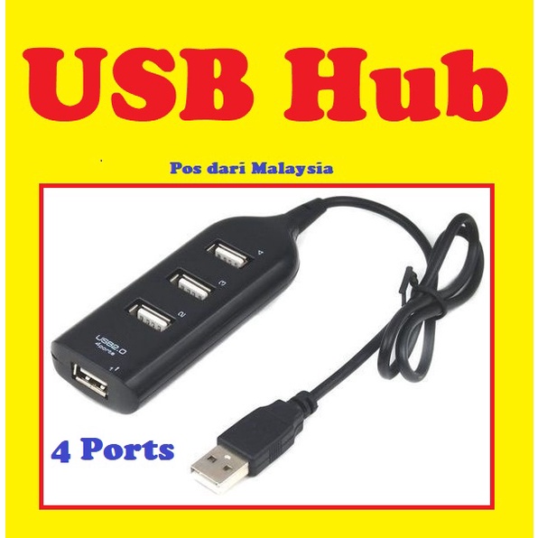 USB Hub Cable 2.0 Connecter Extension Cable 4 Ports Wayar Penyambung ...