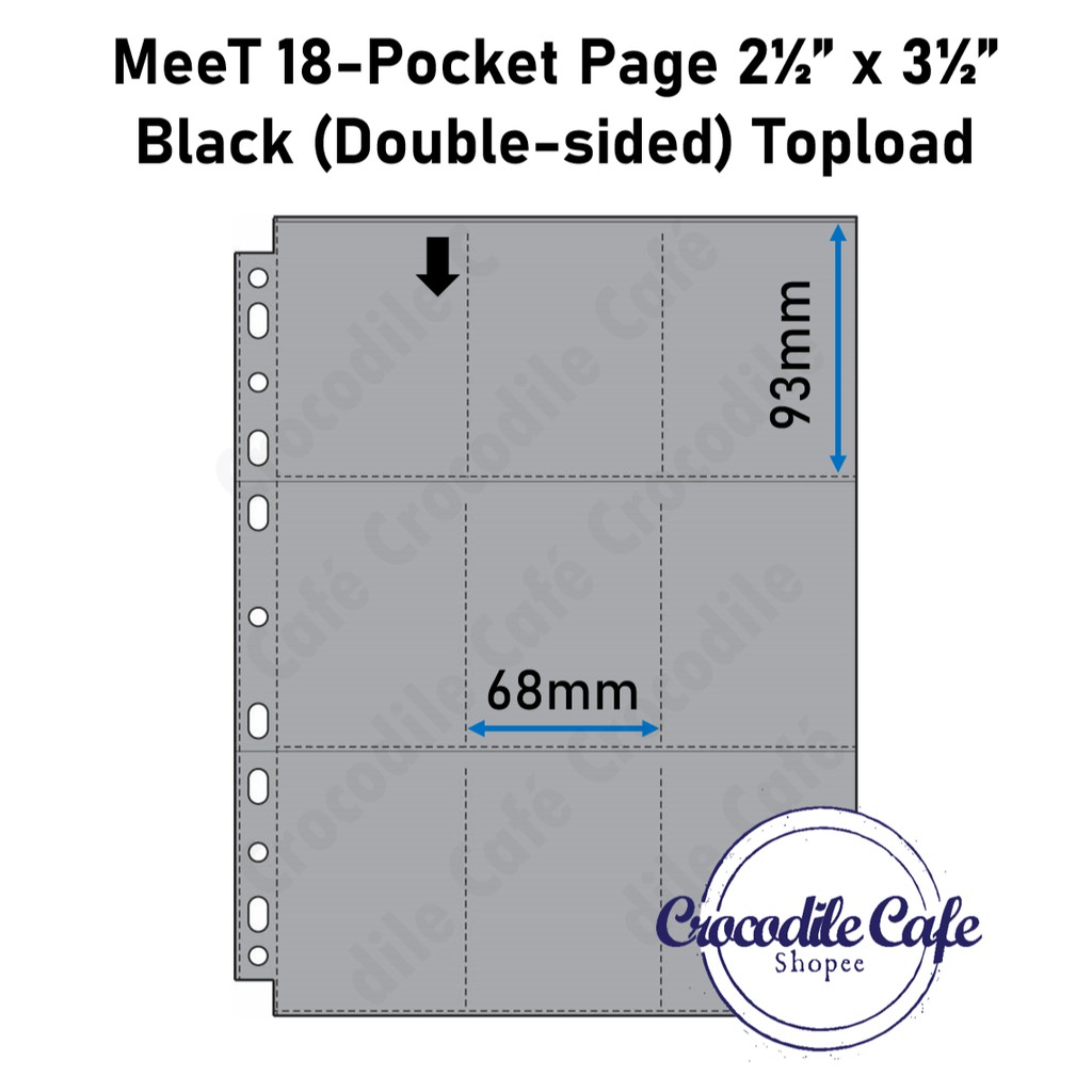 MeeT 18 Pocket Black A4 Standard Size Card double-sided Binder Pages ...