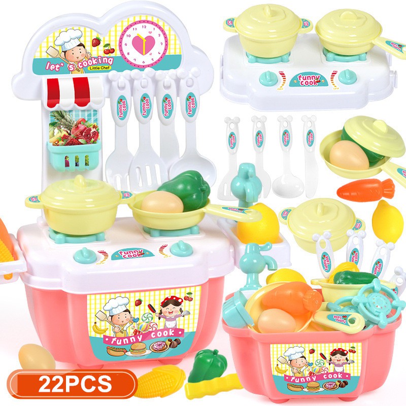 22 PIECES MINI Girl Kitchen Toys Kids Toys Cooking Toys Mainan Masak ...