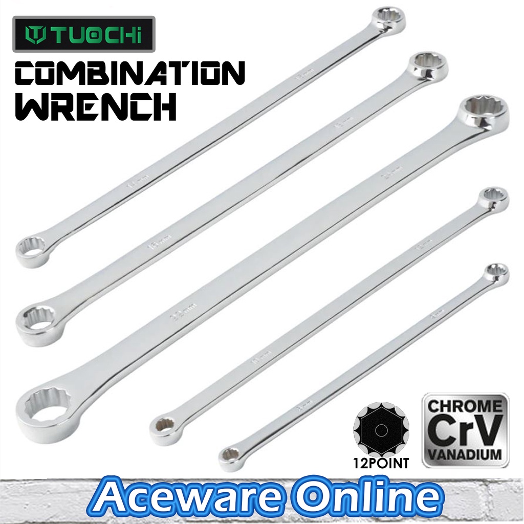 12 Point Extra Long Double Ring Wrench Flat Spanner Set Double Ring ...