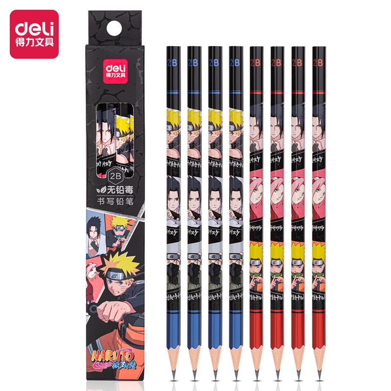 Deli Cute Cartoon Anime Pencil 8 Pcs/box 2B/HB Naruto Pencils Kawaii ...