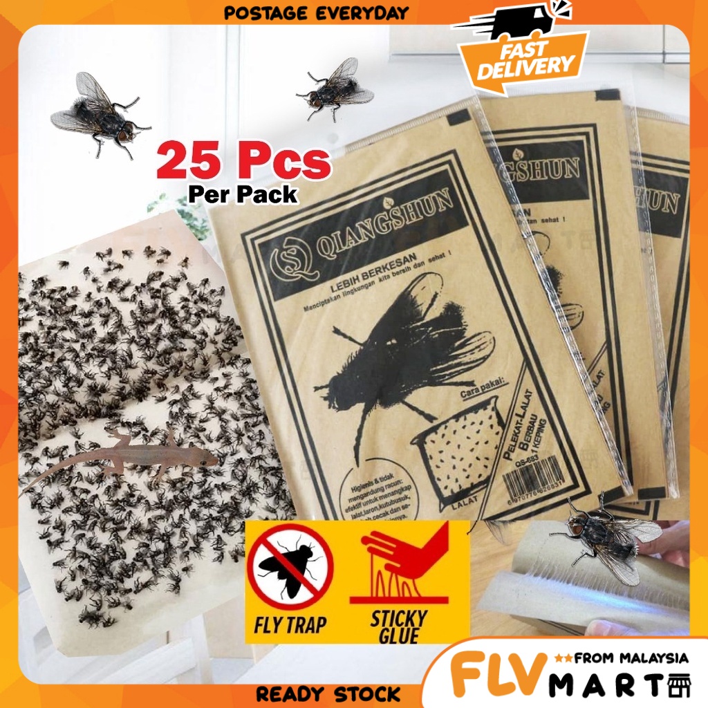 【25pcs】Fly Sticker Fly Trap Catcher Lizard Trap Pelekat Lalat Kertas ...
