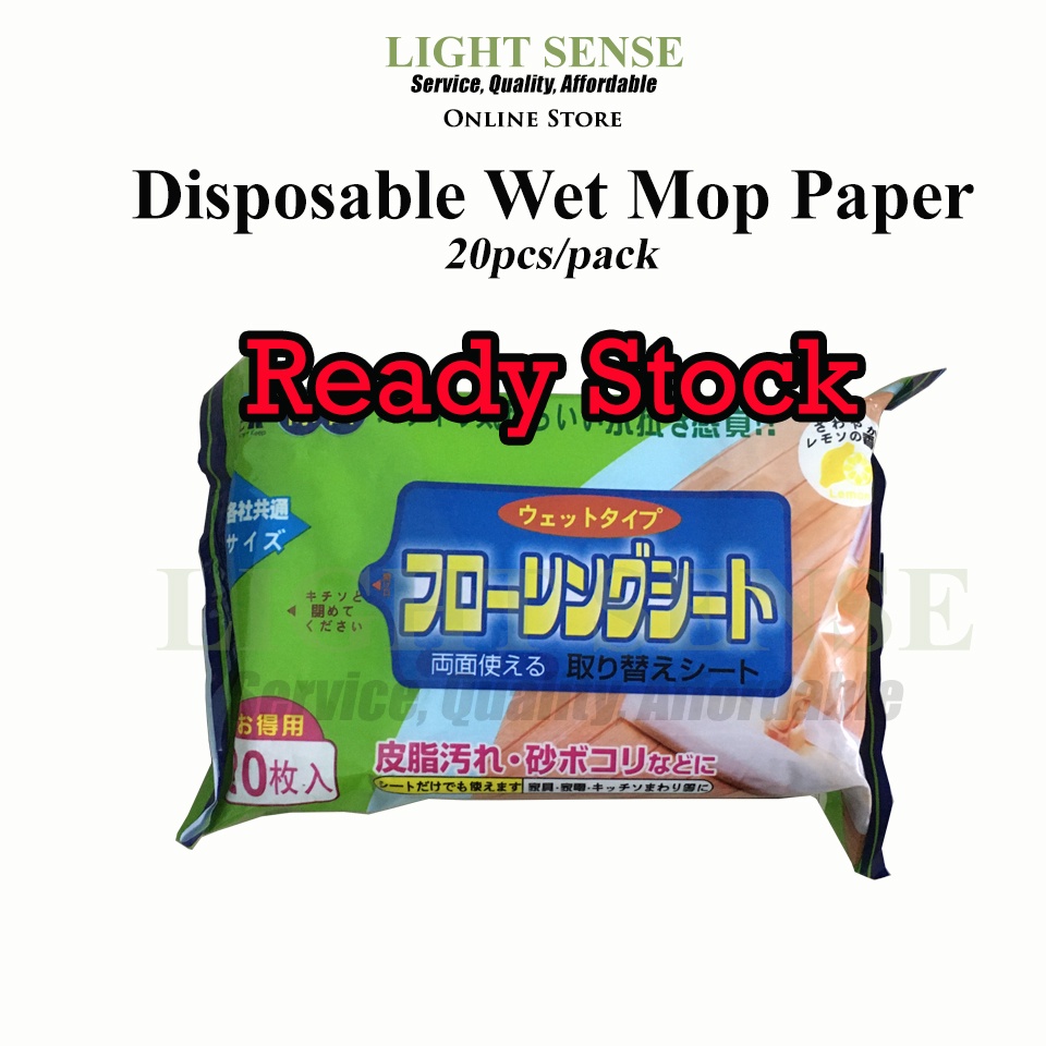20pcs Disposable Wet Mop Paper 20cm x 30cm / Wet Wipe Sheet / Tisu ...