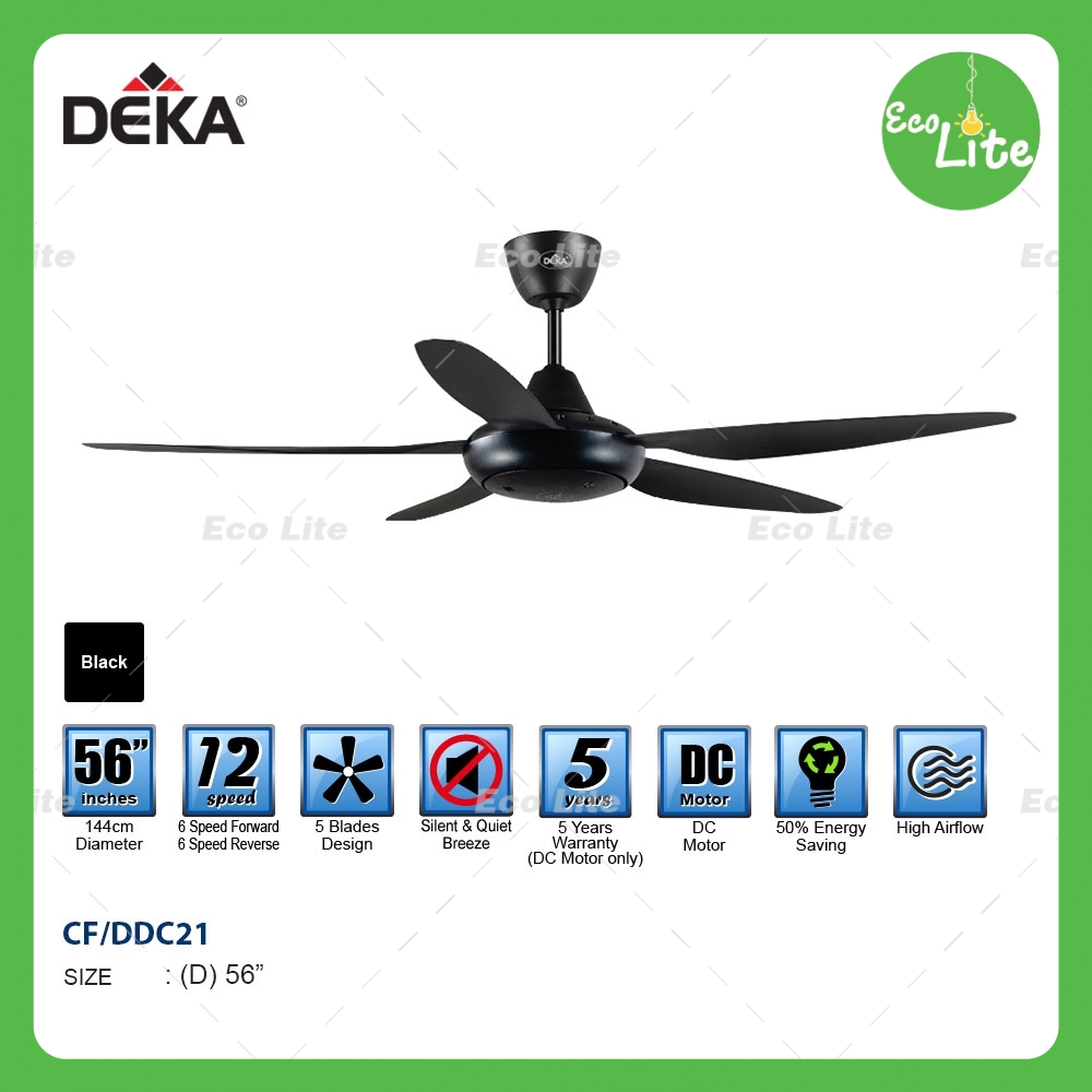 DEKA DDC21 56" 6 SPEED 5 BLADE DC INVERTER MOTOR CEILING FAN | Shopee ...