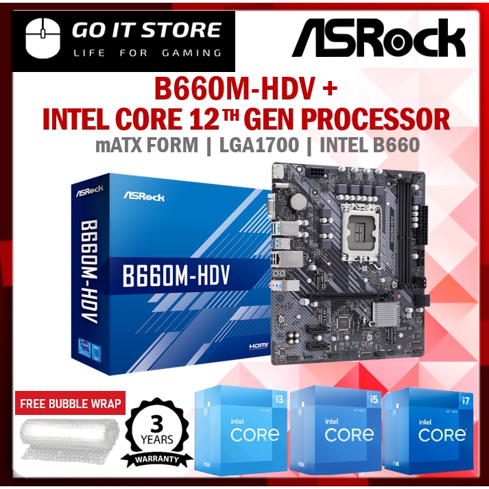 [COMBO DEAL] Asrock B660M-HDV B660 LGA1700 mATX Motherboard + Intel ...