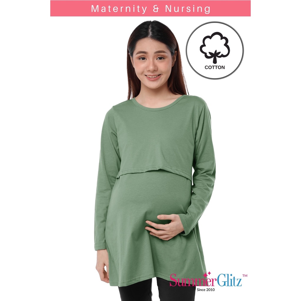 SUMMERGLITZ Nursing Blouse Ironless Cotton Breastfeeding Maternity ...