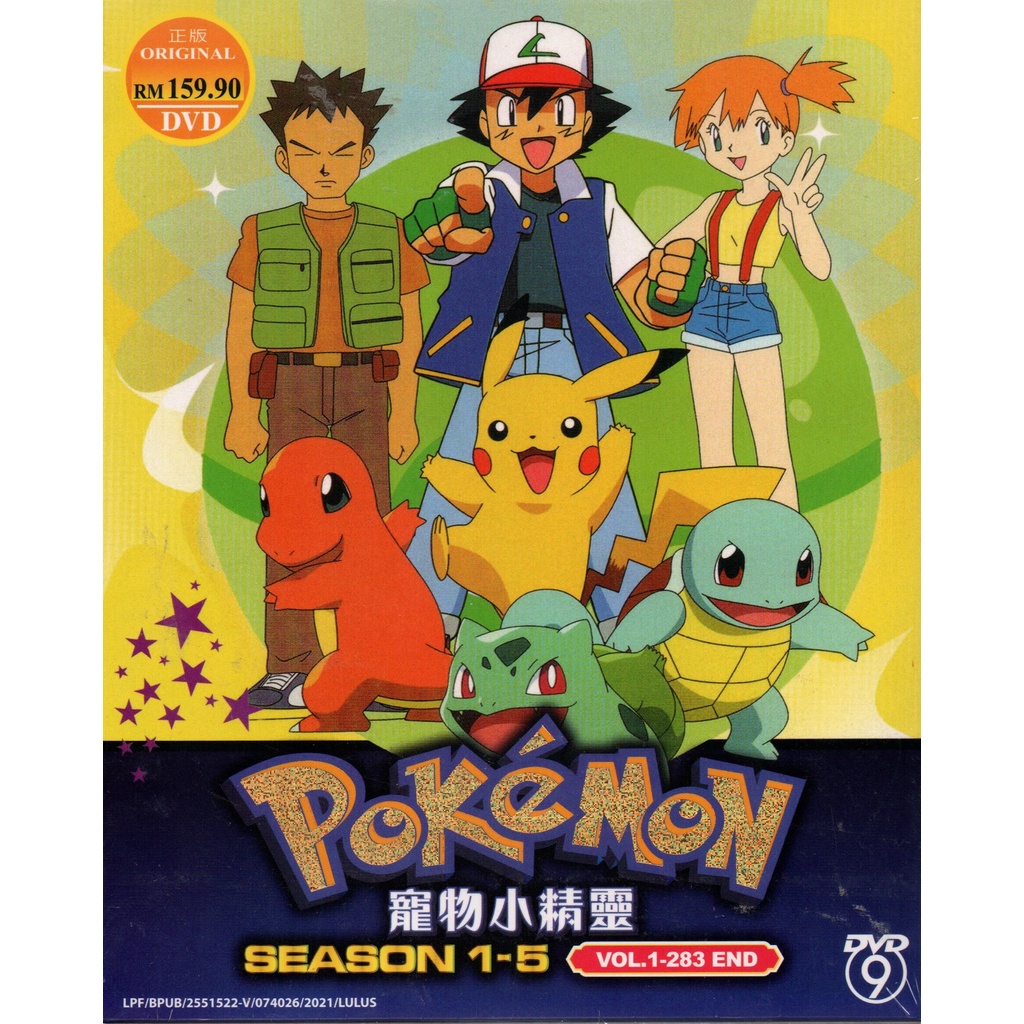 Anime DVD Pokemon Complete Series Season 1-5 Vol.1-283 End | Shopee ...