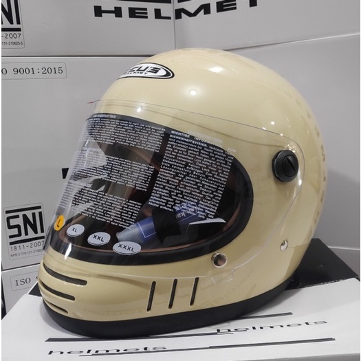 Zeus ZS816E ZS 816 Vintage Ivory Cakil Full Face Helmet | Shopee Malaysia