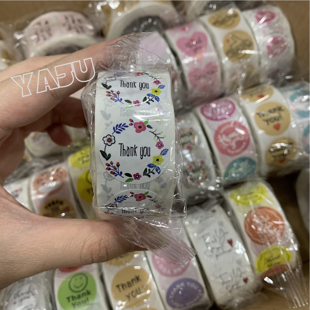 【YAJU!】Thank You & Handmake Sticker 25MM Label Seal Love Terima Kasih ...