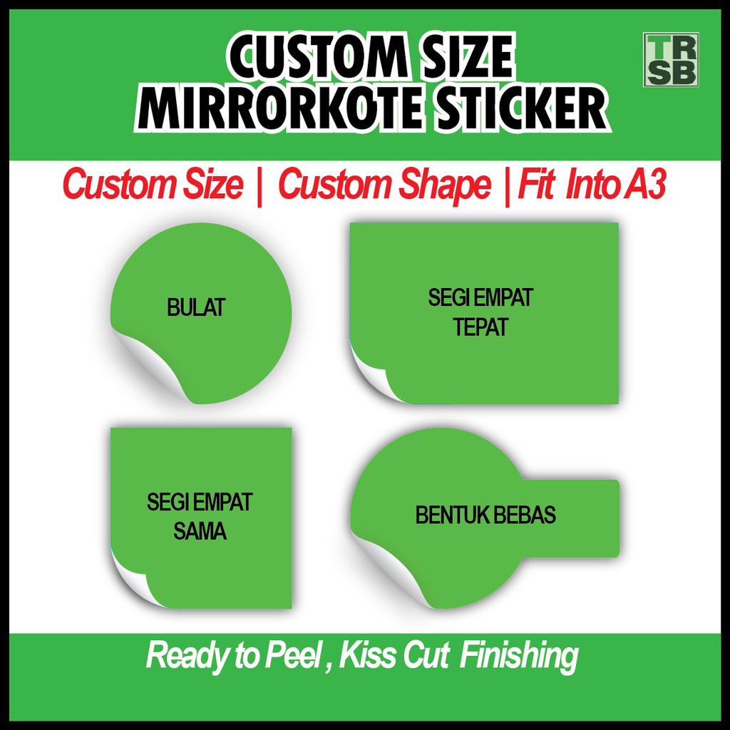 Custom SIZE Custom SHAPE Mirrorkote Sticker Printing | Fit into A3 ...