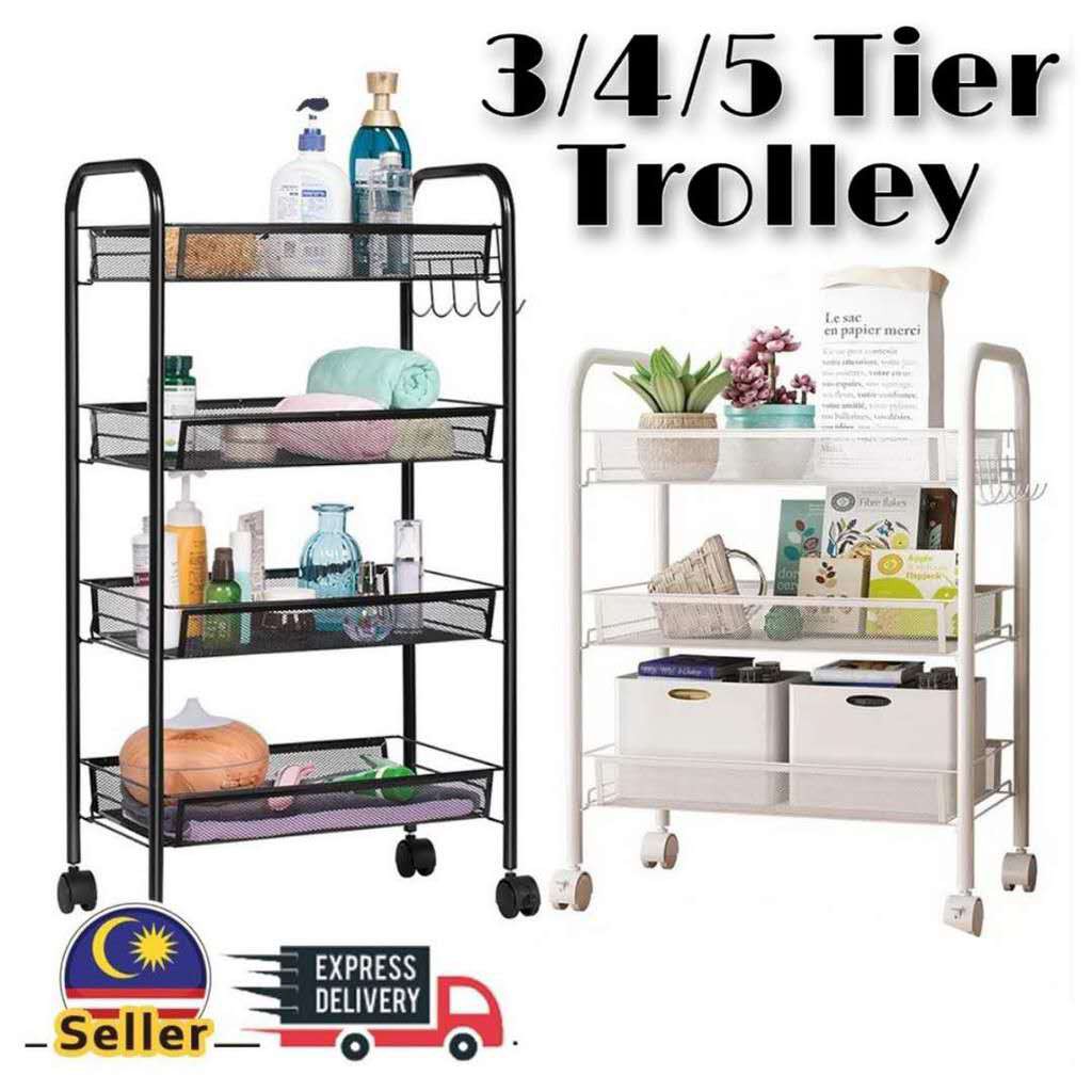 SW_3 4 5 Tier Multipurpose Storage Rack Trolley Rack with Wheel ...