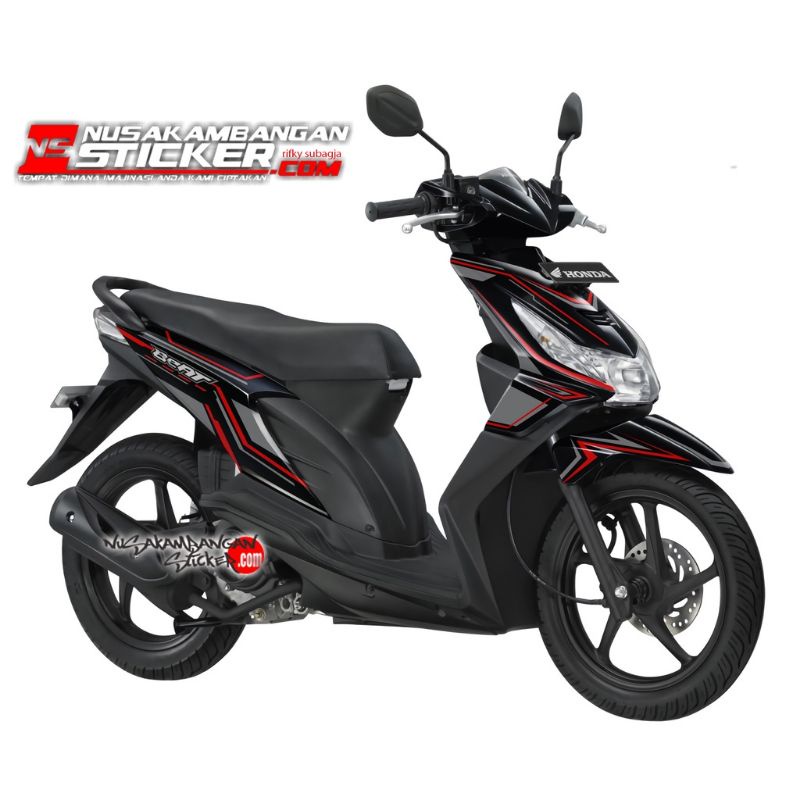 MERAH Honda Beat Motorcycle Sticker Decal Full Body Red Graphic Racing ...