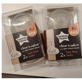 2PCS Tommee Tippee Fast Flow 6M+ Closer to Nature Teat Silicone ...