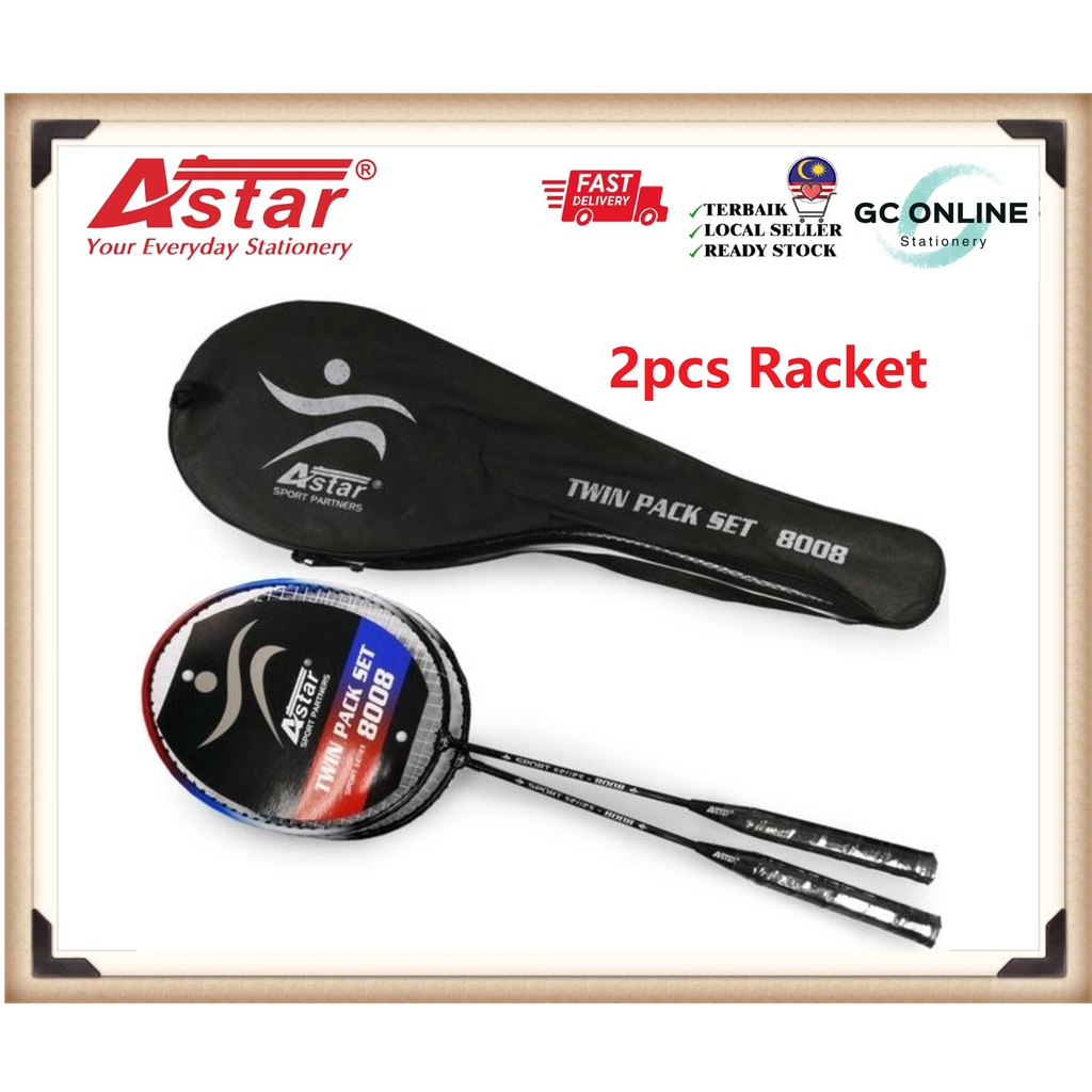 Astar Badminton Racket 8008 (Twin Pack Set) / Raket Badminton | Shopee ...