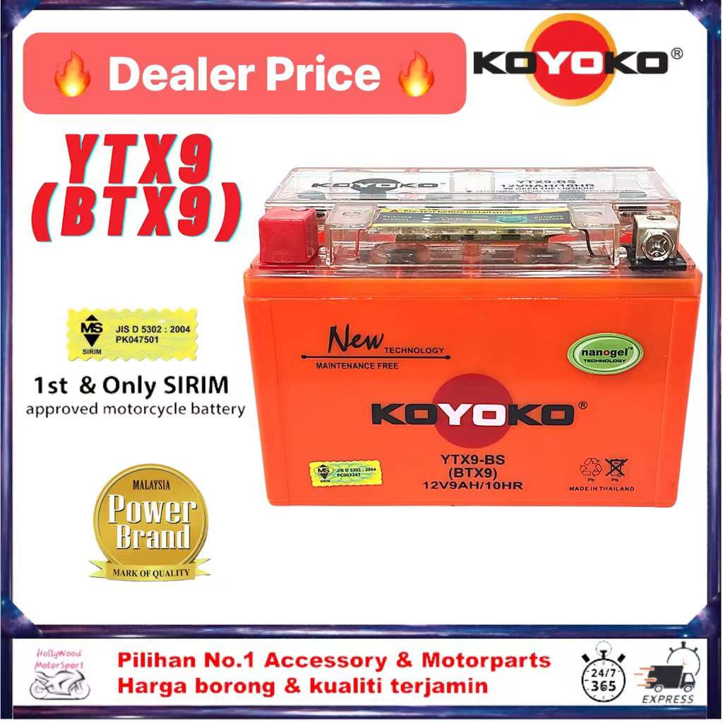 ORIGINAL KOYOKO NANOGEL BATTERY YTX9-BS YTX9 KOYOKO G2 BATTERY YTX9-BS ...