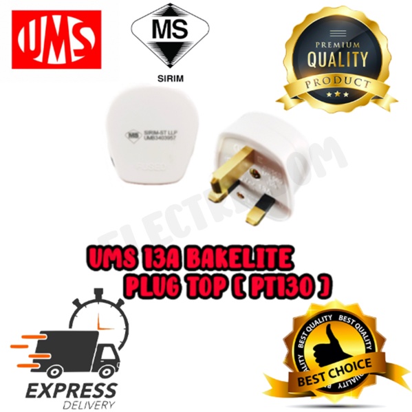 UMS PT130 13A Plug Top Bakelite Sirim Approved [Ready Stock] | Shopee ...