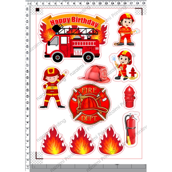 Bomba Fireman cake Topper 003 | Shopee Malaysia