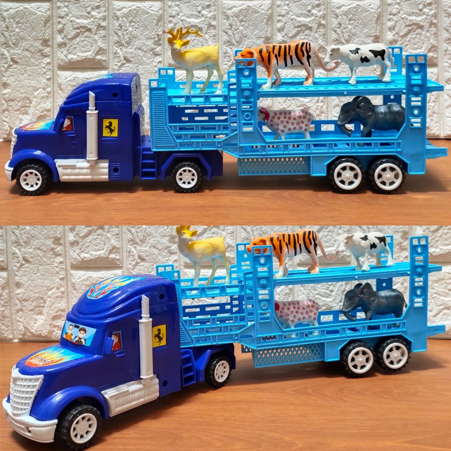 Toy Car Car Container Truck Animal Load Truck Animal Trailer | Shopee ...