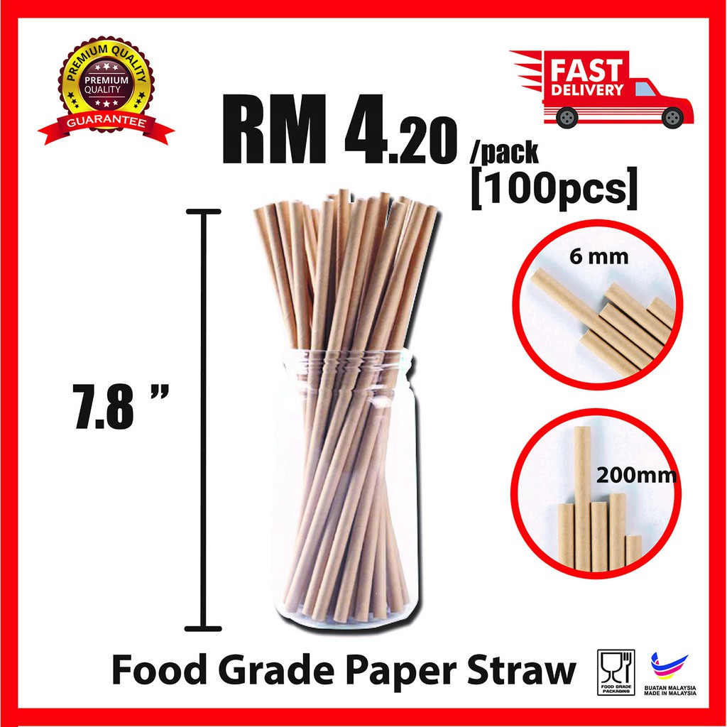 [100pcs] Paper Straw Brown / Disposable / Straw Kertas / Eco-Friendly ...