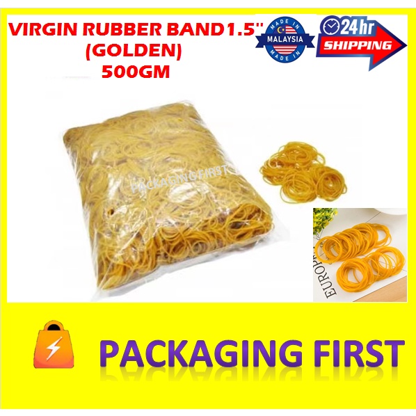 Virgin Rubber Band packed 500gm [ GOLDEN ] 1½"/Organil Getah (WARNA ...