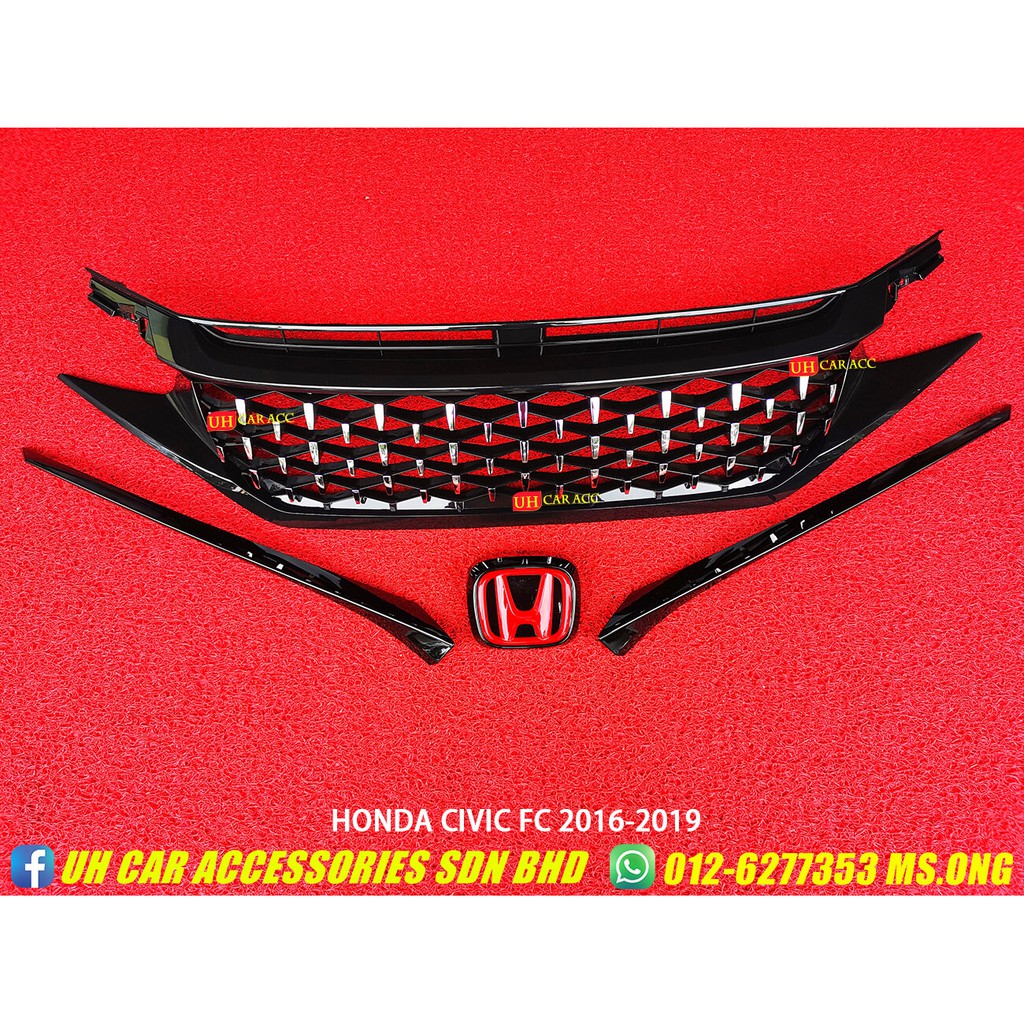 Honda Civic FC 2016-2019 ABS Diamond Front Grill Grille With Logo ...