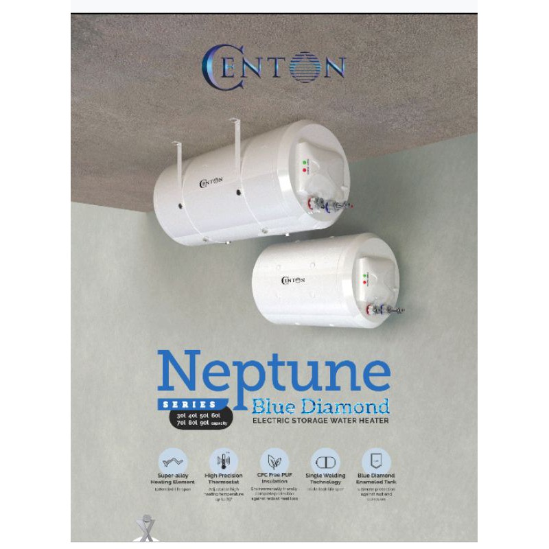 CENTON Multipoint Storage Water Heater Horizontal 30L / 50L / 70L / 90 Litres - Neptune | Shopee ...