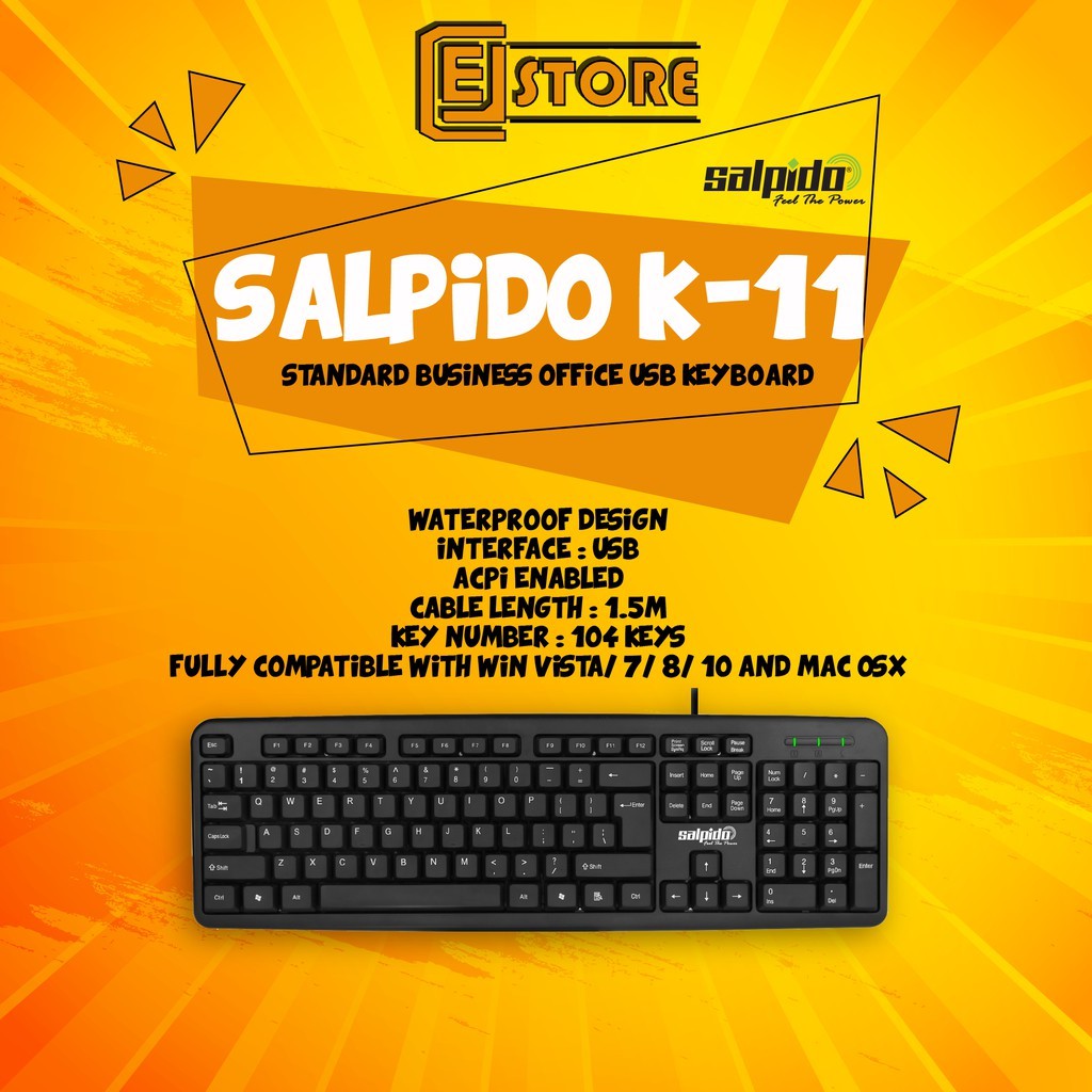(ReadyStock)SALPIDO K11 STANDARD BUSINESS OFFICE USB KEYBOARD-(BLACK ...