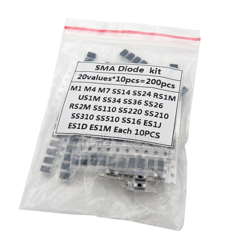 20value*10PCS=200PCS SMD diode Assorted Kit contains SS110 SS220 SS210 ...
