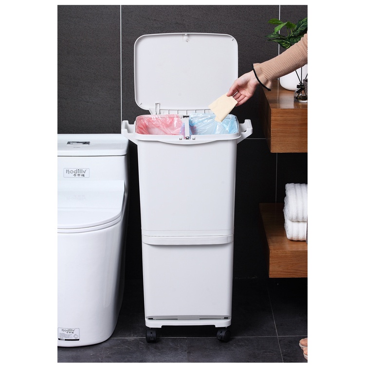 🍋 45L Large Kitchen Dustbin Trolley Sorting Dustbin Recycle Dustbin ...