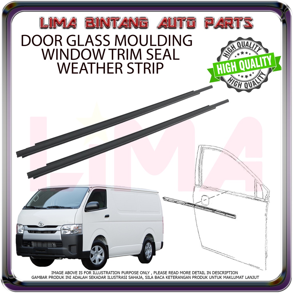 Toyota Hiace Van KDH200 Front Door Glass Moulding , Weatherstrip ...