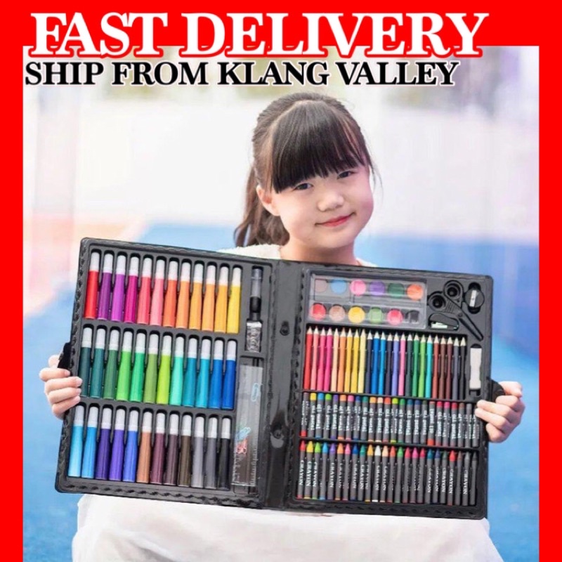 Warna lukis 150pcs Water Color Pen Pencils Marker Pen Crayon Oil Pastel ...