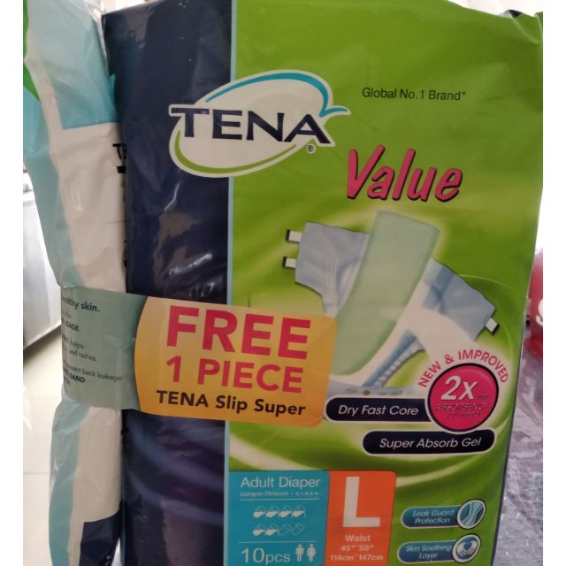 TENA VALUE ADULT DIAPER L SIZE ( FREE 1 piece Tena Slip Super ) | Shopee Malaysia