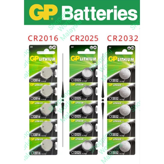 GP Battery 5pcs (CR2016 / CR2025 / CR2032) LITHIUM COIN CELL BATTERY | Shopee Malaysia