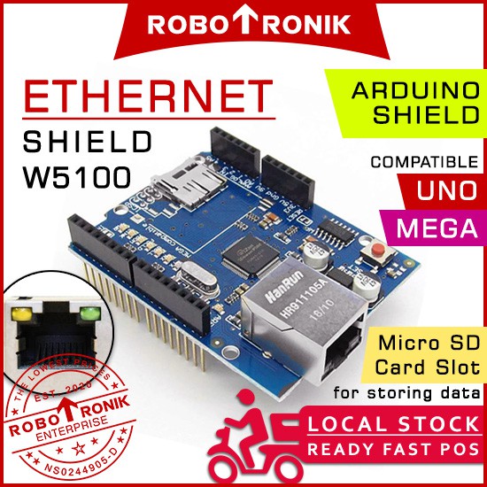 Ethernet Shield W5100 LAN w/ Micro SD Card Slot - Arduino UNO MEGA ...