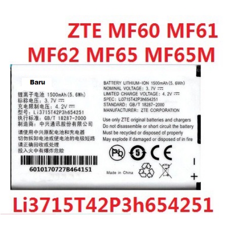 Zte Mf60 Bateri ZTE MF60 MF61 MF62 MF65 MF65M MIFI AC33 MF30 MF51 U960 ...