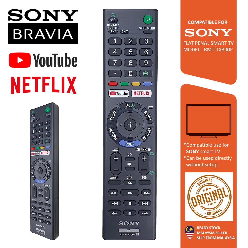 **Original** Sony Flat Panel LED LCD TV Remote Control YouTube Netflix ...