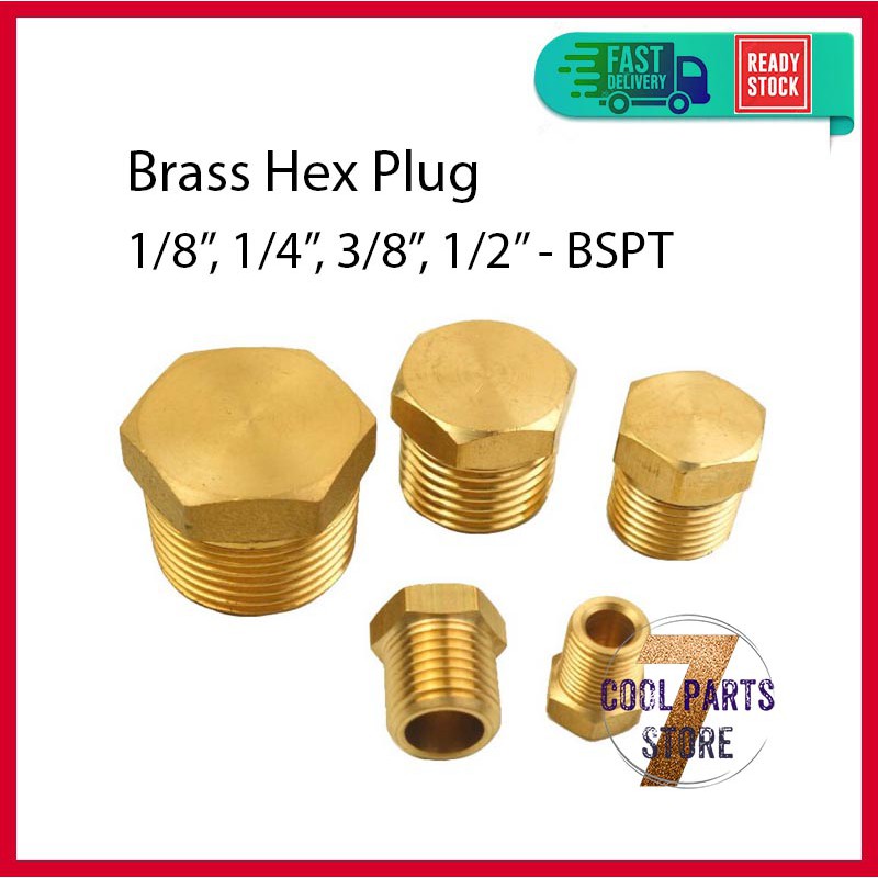 Brass Hex Plug Brass Fitting Male Thread - 1/8" 1/4" 3/8" 1/2" BSPT ...