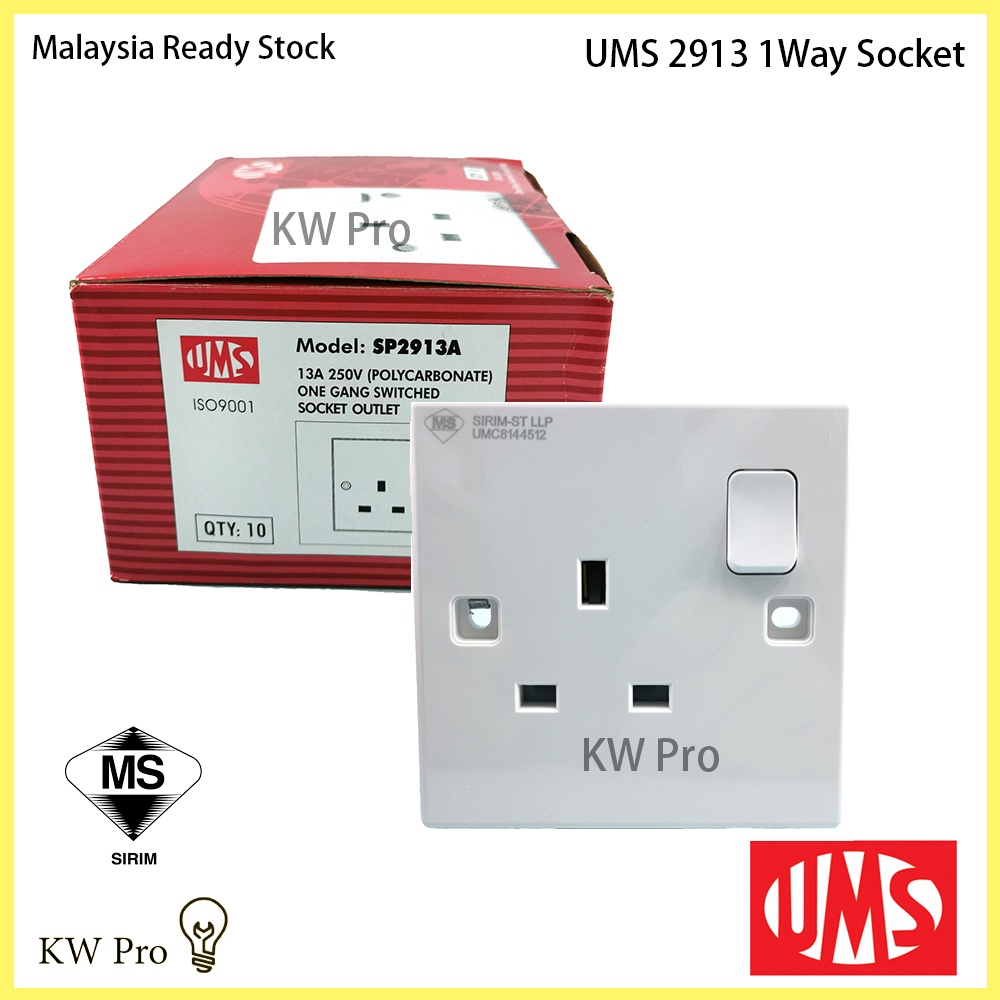 UMS 2913 13A 250V 1Gang/1G Socket Outlet Switch Socket with SIRIM ...