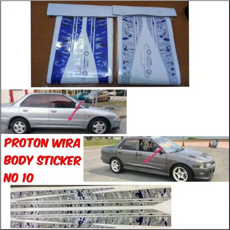 Car Body Sticker Proton Wira No 10 (Grey / Blue) waja,iswara,saga ...